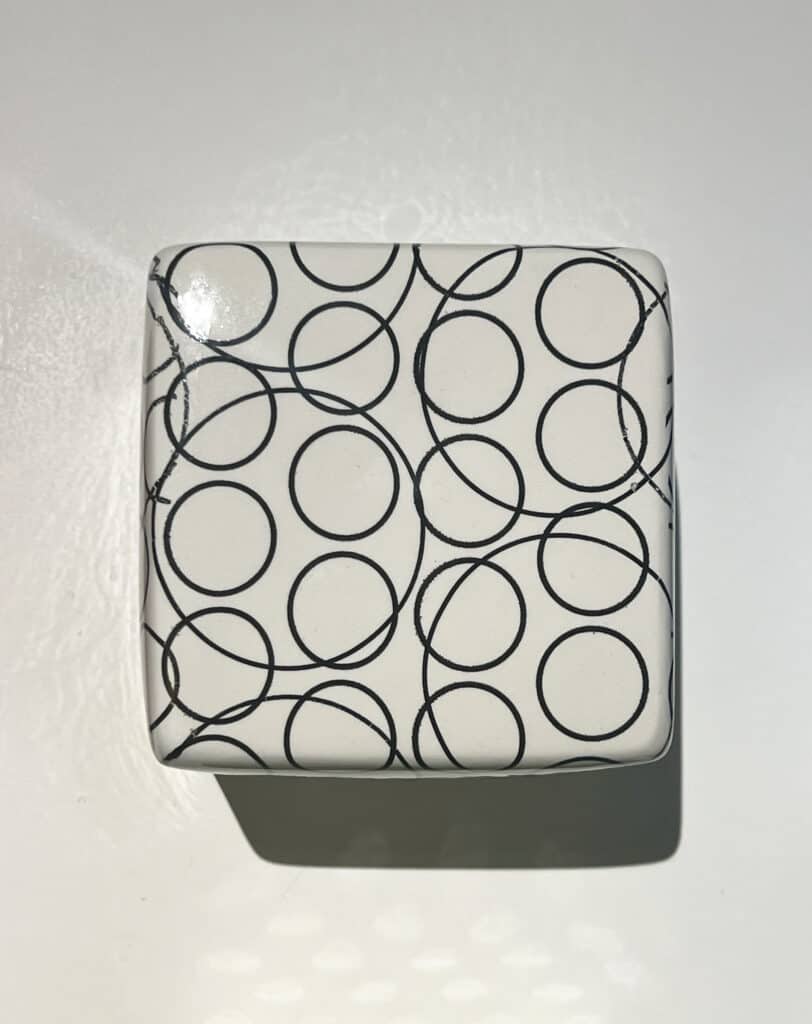 Ceramic Cube - White Circles - Kiechel Fine Art